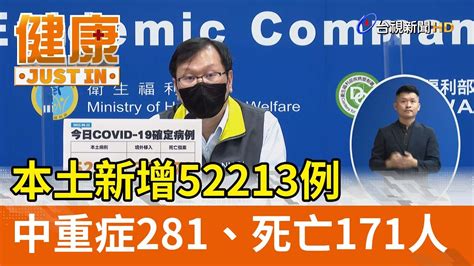 本土新增52213例 中重症281 死亡171人【健康資訊】 Youtube