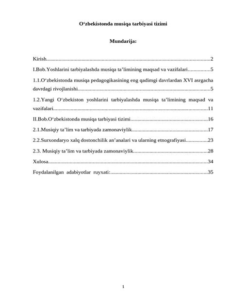 O Zbekistonda Musiqa Tarbiyasi Tizimi Pdf
