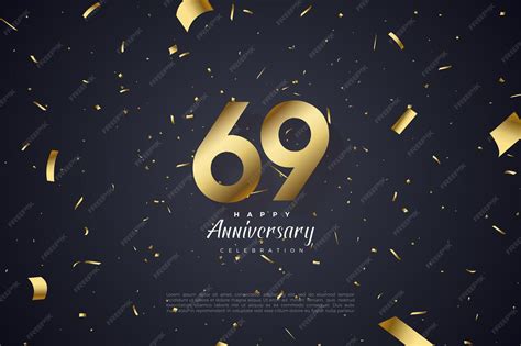 Premium Vector 69th Anniversary Celebration With Gold Numbers And