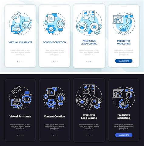 Premium Vector Usage Of Ai In Marketing Night And Day Mode Onboarding