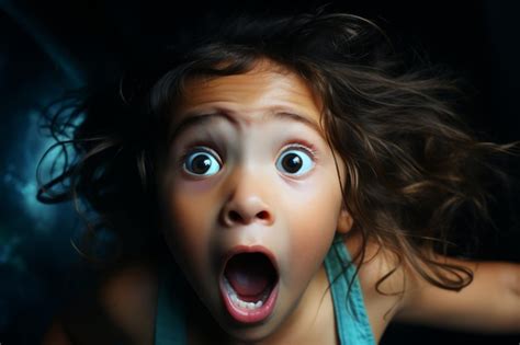 Premium Ai Image A Young Girl Is Looking At The Camera With Her Mouth