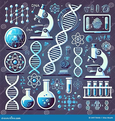 Biotech And Scientific Research Icons Dna Microscopes And Genetic