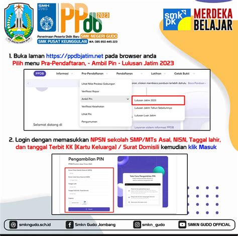 CARA AMBIL PIN PPDB UNTUK LULUSAN JATIM 2023 SMK NEGERI GUDO