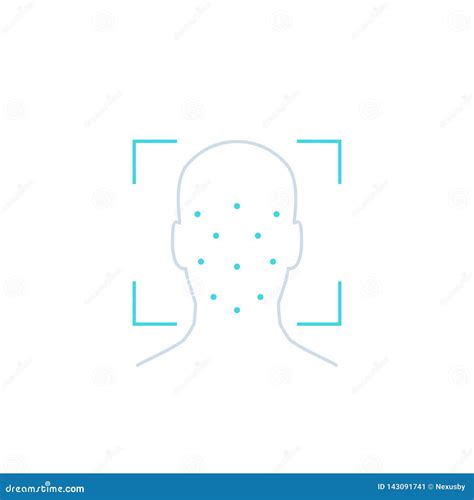 Face Recognition Biometric Facial Scan Line Icon Stock Vector