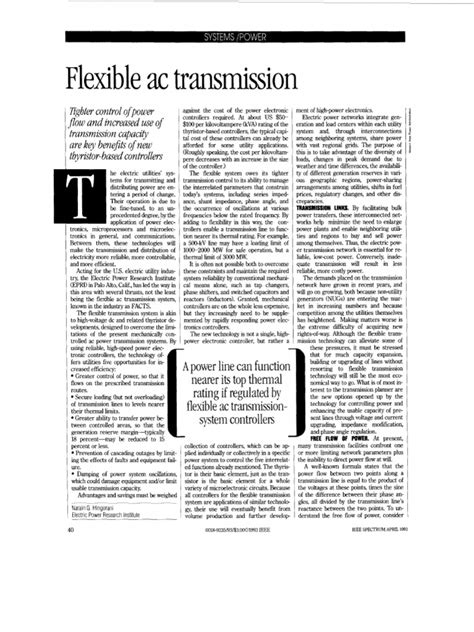 Flexible Ac Transmission Pdf Electric Power Transmission Resonance