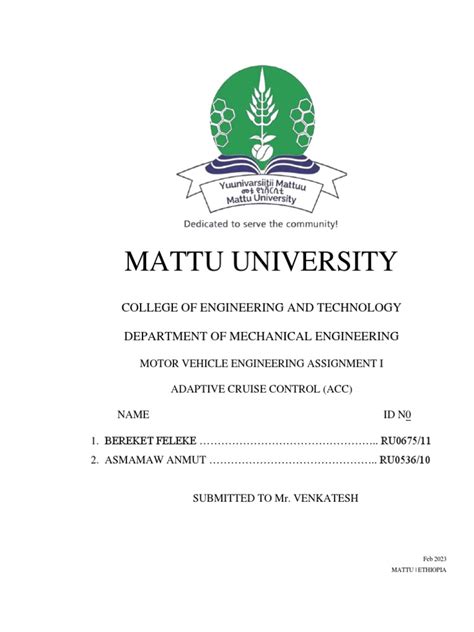 Mattu University College Of Engineering And Technology Department Of