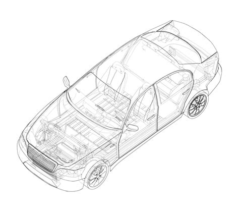 Electric Vehicle Sketch Vector Orthography Technology Station Vector