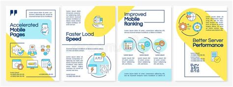 Accelerated Mobile Pages Technology Blue And Yellow Brochure Template Stock Vector