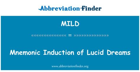Mild Stands For Mnemonic Induction Of Lucid Dreams Abbreviation Finder