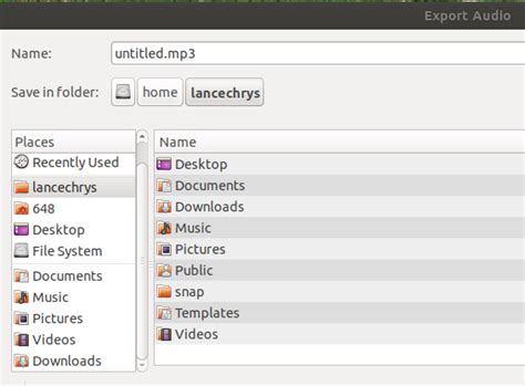 cannot export save open to other partitions gnu linux audacity forum