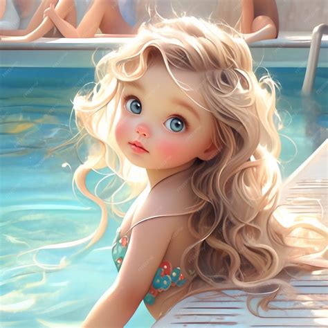 Premium Ai Image Blond Haired Girl In A Bikini Sitting On A Ledge By