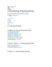 5 04 Solving Trig Equations Name Cassidy White Date 1 4 20 Babe Facilitator 5 04 Solving