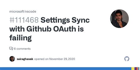 Settings Sync With Github OAuth Is Failing Issue Microsoft Vscode GitHub
