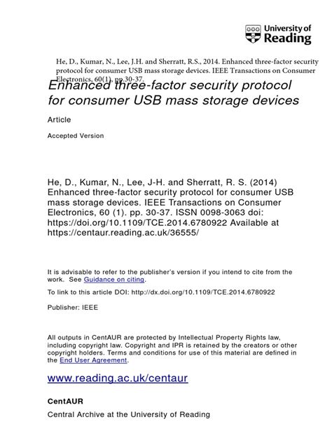 Enhanced Three Factor Security Protocol For Consumer Usb Mass Storage Devices Pdf Key