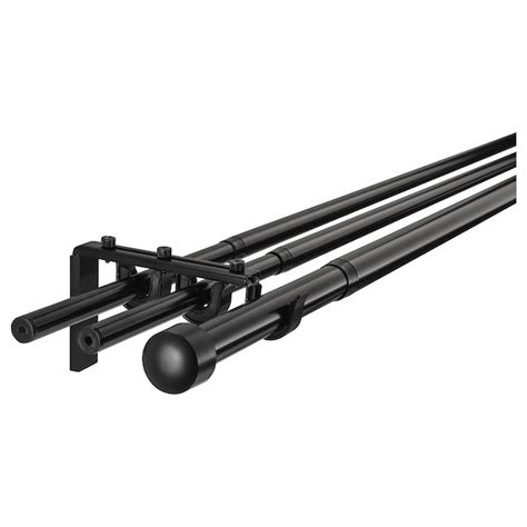 Карниз тройной РЭККА / ХУГАД черный 210-385 см ИКЕА IKEA (id 45747190)