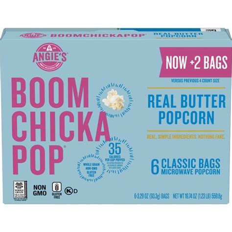 Angies Boom Chicka Pop Microwave Popcorn Real Butter 6 Bags Vitacost