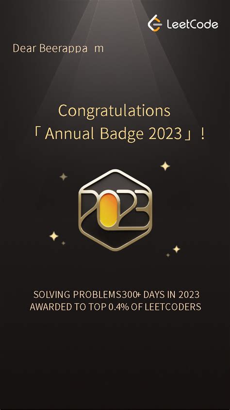 Im Thrilled To Share That Ive Achieved The Annual Badge 2023 From Leetcode A Testament To A
