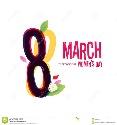 8 Mars Carte De Voeux De Jour Du ` S De Femmes Illustration Stock