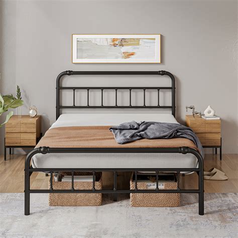 August Grove Amylia Heavy Duty Anti Sway 14 Inch Steel Tube Iron Bed