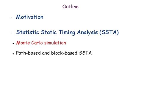 Chapter 4 B Statistical Static Timing Analysis Ssta