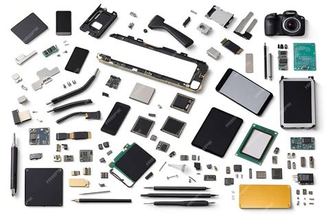 Premium Photo Smartphone Components On White Background With Clipping Path