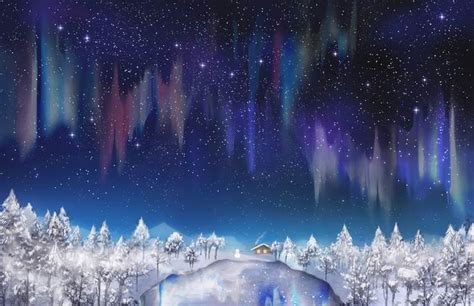 Aurora 插画师hs的极光夜景插画图片 Bobopic