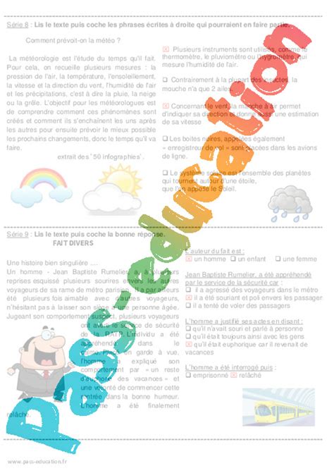 Je comprends le sens d un texte CM Gamme de lecture Cycle PDF à imprimer