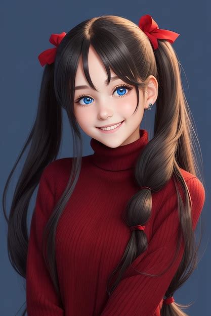 Une Belle Fille Souriante Avec De Longs Cheveux Des Cheveux Courts