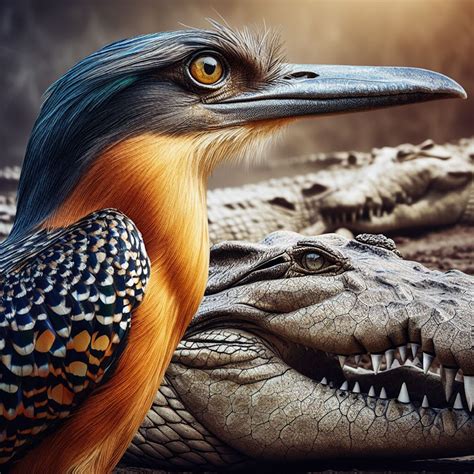 Download Ai Generated Crocodile Crocodile Guardian Bird Royalty Free