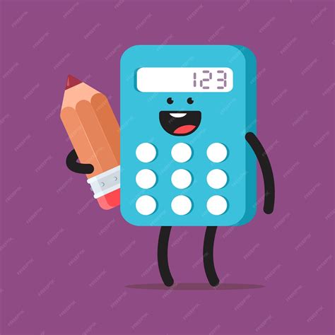 Premium Vector Cute Calculator With Pencil Vector Cartoon Character
