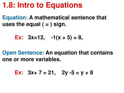 Ppt 18 Intro To Equations Powerpoint Presentation Free Download