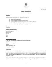 Lab 2 Measuring PH Handout Internship 1 Doc BIO 101 LAB LAB 2 Measuring PH Objectives Upon