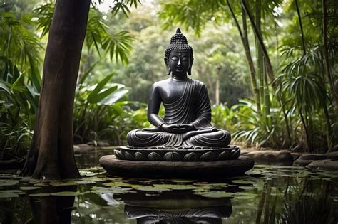 Premium Photo A Statue Of Buddha With A Tranquil Background