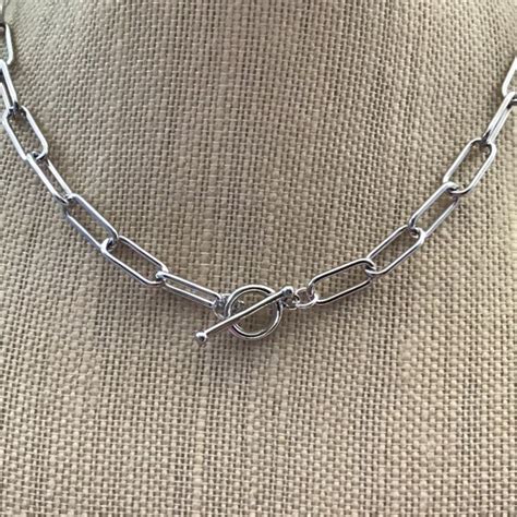 Silver Paperclip Necklace Etsy