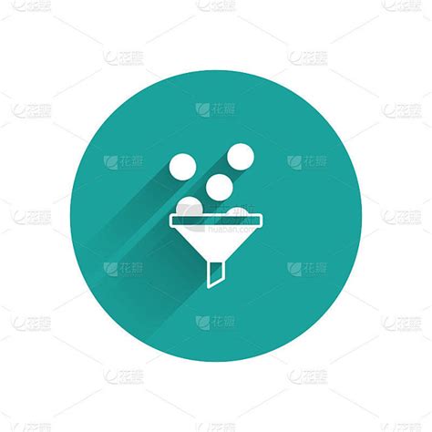 白铅管理图标孤立与长影子漏斗目标客户的业务概念绿色圆圈按钮向量