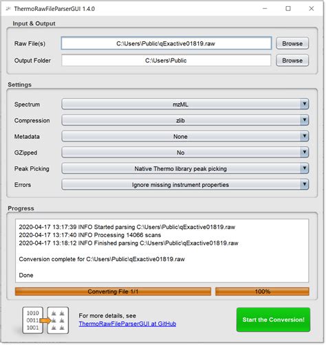 ThermoRawFileParserGUI CompOmics Documentation