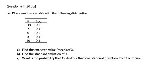 Solved Question 4 10 Pts Let X Be A Random Variable With