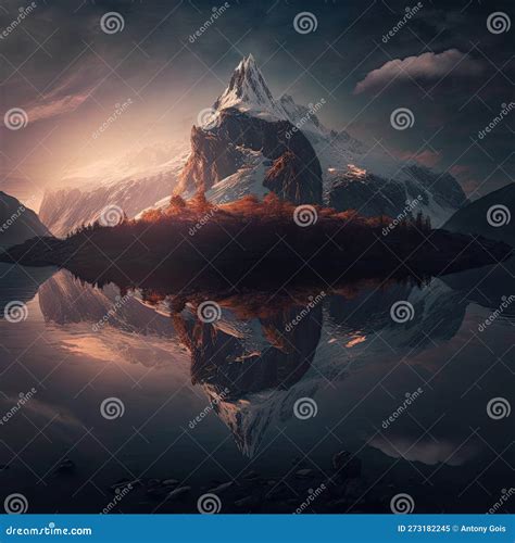 Abstract And Fictional Landscapes Created In Ai In High Quality Stock