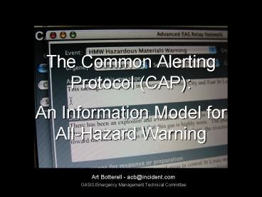 Ppt The Common Alerting Protocol Cap An Information Model For