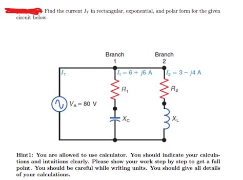 Solved Find The Current IT In Rectangular Exponential And Chegg Com