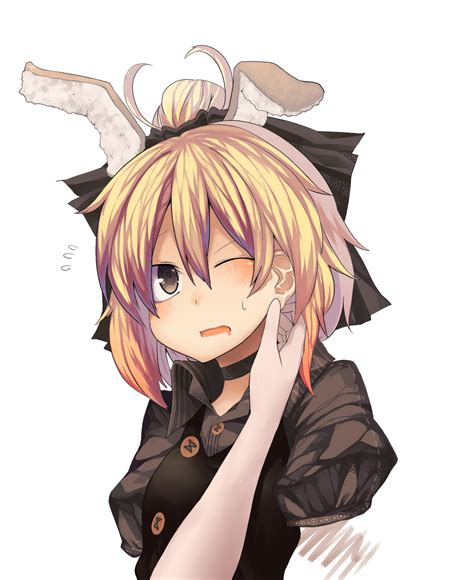 Safebooru Antennae Blonde Hair Blush Bow Brown Eyes Flying Sweatdrops