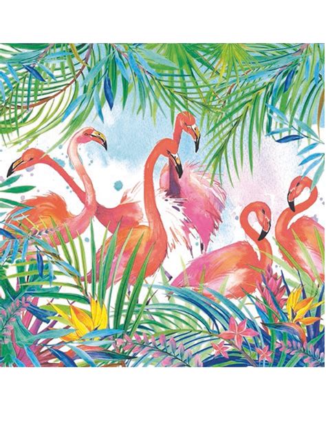 20 Serviettes En Papier Flamants Roses 33 X 33 Cm Vegaooparty