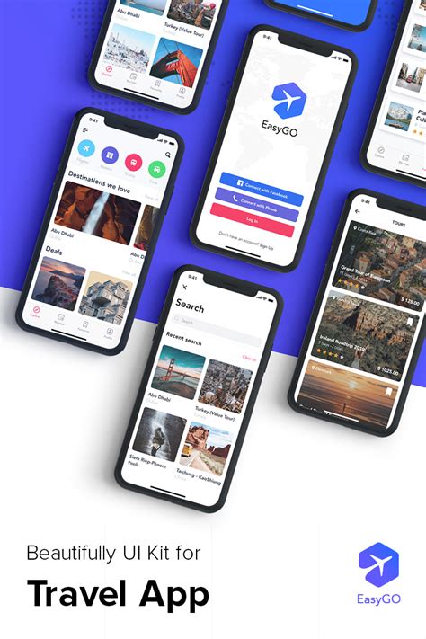 Download EasyGo Travel App UI Kit UI элементы на тему графика