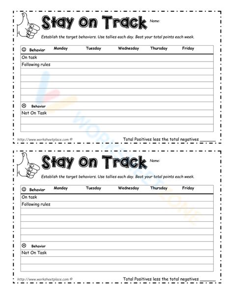 Printable Behavior Worksheets