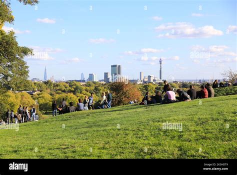 london uk 8th october 2022 primrose hill in north london busy with