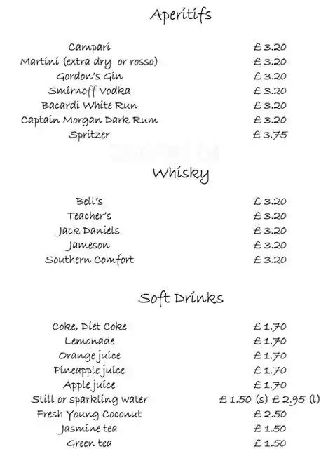 Menu At Taste Of Siam Restaurant London 45 Camden High St
