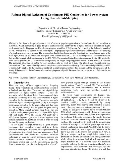 Pdf Robust Digital Redesign Of Continuous Pid Controller For
