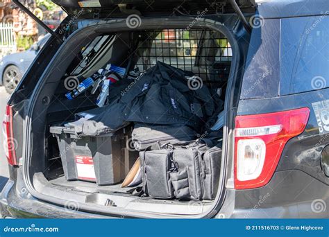 The Back Of A Lapd Topanga Division Ford Police Interceptor At A Crime