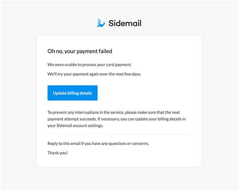 Payment Failed Email Well Tested And Ready To Use Template
