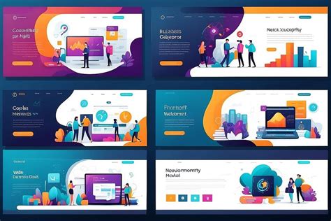 premium photo set of flat design web page templates of web design and development business app
